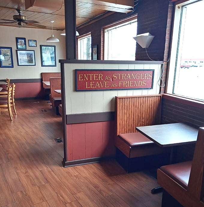 "Enter as Strangers, Leave as Friends." With chicken this good, you might leave engaged to the person at the next table.