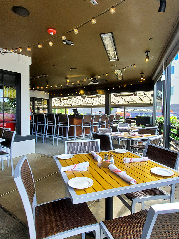 Outdoor dining that feels like your stylish friend's patio—if your friend were an exceptional chef with impeccable taste in furniture.