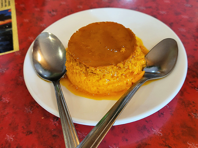 Flan that jiggles just right – the Goldilocks of custards. This caramel-topped wonder has converted many a dessert skeptic.