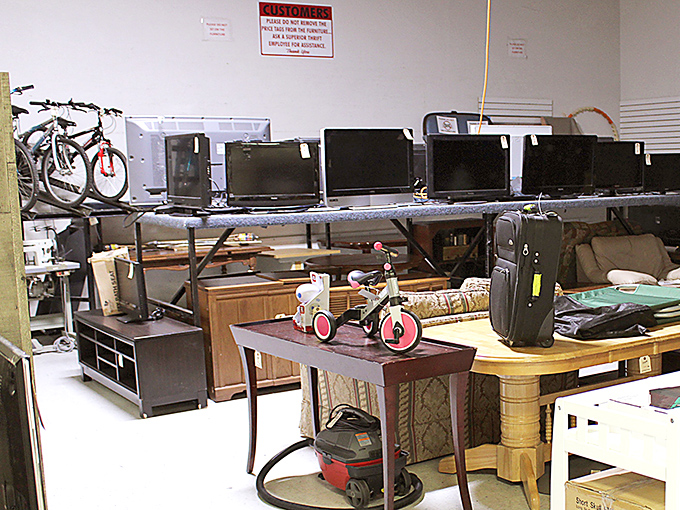 The electronics section: where yesterday's cutting-edge technology finds new purpose in today's budget-conscious homes.