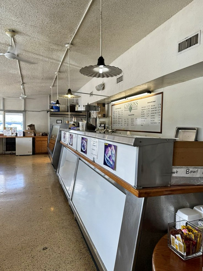 No fancy digital displays here—just a straightforward counter where sandwich transactions have been happening since before most Texans were born.