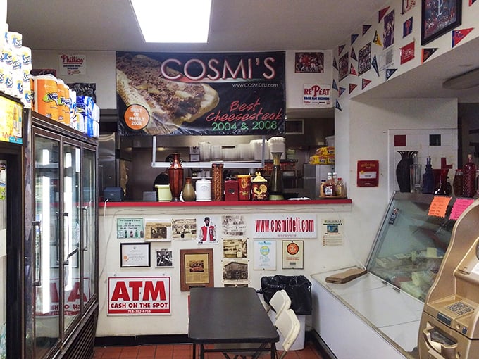 The counter where sandwich dreams come true. That banner announcing "Best Cheesesteak" isn't bragging—it's just stating the delicious facts.