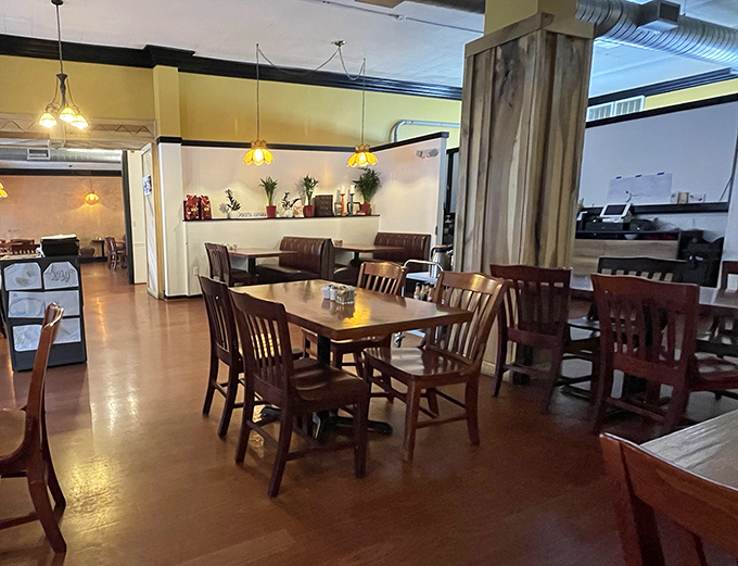 The dining room feels like that cool friend's house – the one who somehow makes everything look effortlessly stylish while still being completely comfortable.