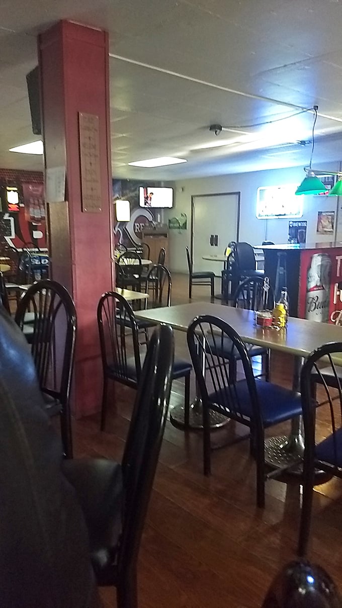 Classic diner seating meets sports bar ambiance—a place where both your team and your taste buds can score big wins.