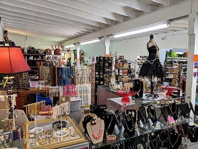 Sparkling jewelry displays catch the light and your eye with affordable elegance and vintage charm.