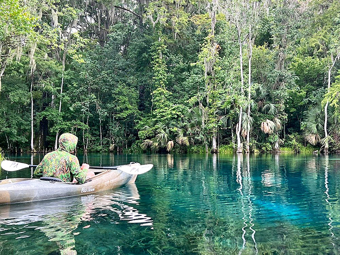 Kayaking through emerald waters so clear you'll wonder if you're floating or flying – social media filters not required. 
