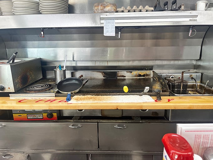 The kitchen may be compact, but like a well-choreographed dance, every inch serves a purpose in this breakfast symphony.
