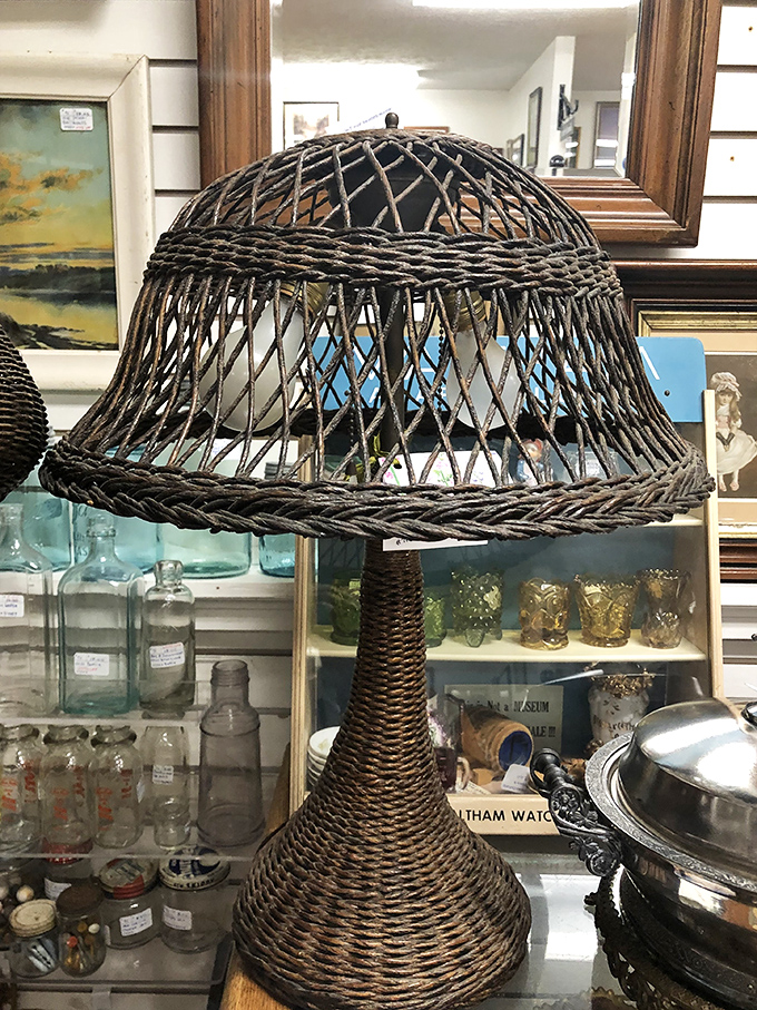 This woven lamp isn't just lighting—it's functional sculpture, casting patterns that transform any room into a mid-century storybook setting.