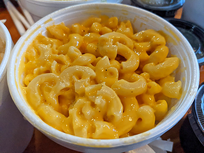 Mac and cheese: creamy, golden comfort that doesn't just accompany hot chicken—it rescues you from it. Dairy's heroic stand against capsaicin.