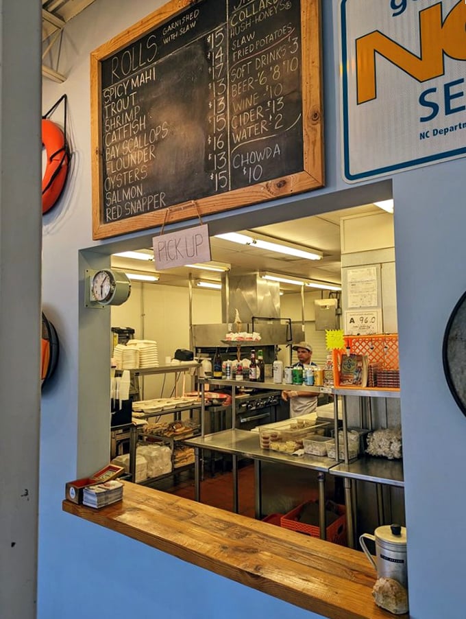 A glimpse into seafood heaven's command center, where orders go in and happiness comes out.