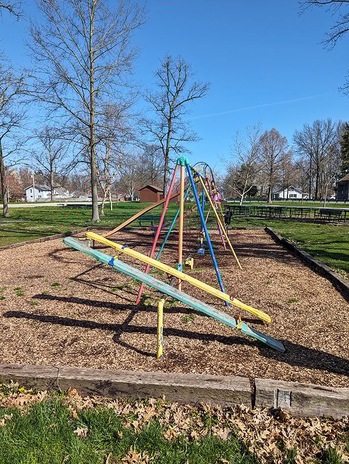 Childhood simplified – this colorful playground in Berne Park proves that sometimes the most memorable fun requires no batteries, downloads, or Wi-Fi connection.