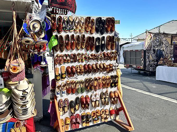Boot heaven! This wall of handcrafted footwear showcases more leather craftsmanship than a rodeo convention and twice the style.