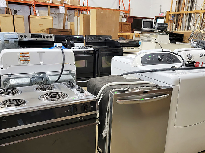 Appliance alley—where refrigerators and stoves stand at attention, hoping you'll give them another chance to keep food cold and dinners hot.