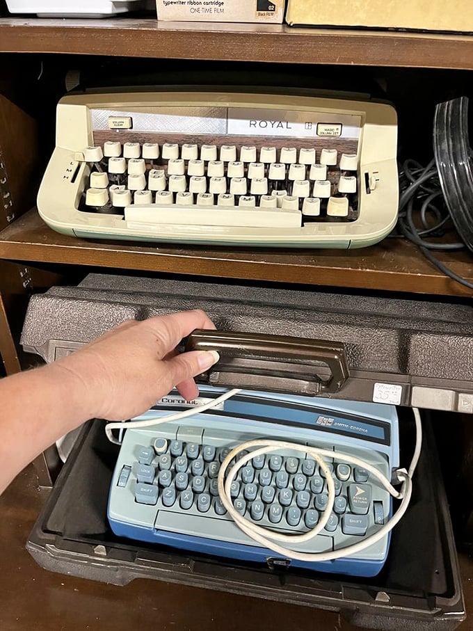 Royal typewriters waiting for the next great American novel—or at least a passive-aggressive note to your neighbor.
