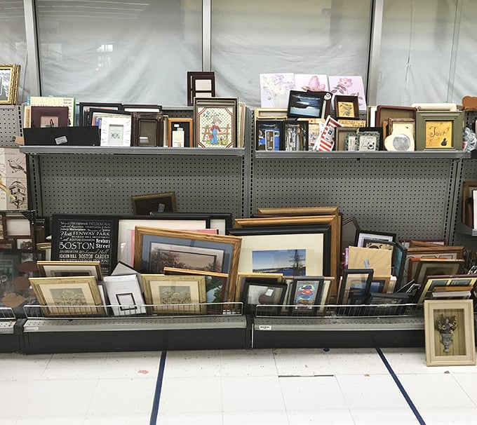The frame section: where someone else's memories become your wall art, and abandoned portraits find new homes to watch over.