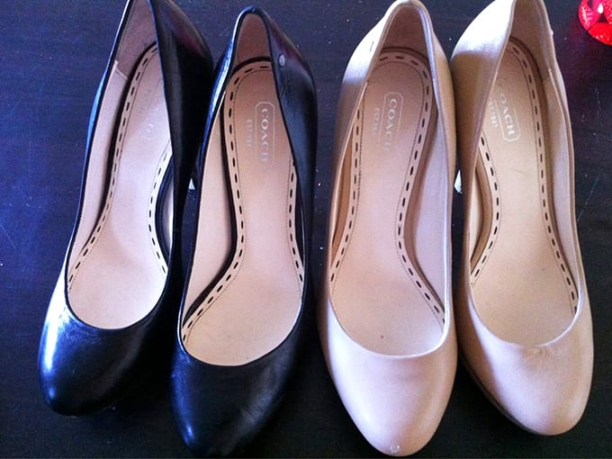 Classic Coach pumps in black and nude—proof that sometimes the best fashion investments are the ones someone else already made.