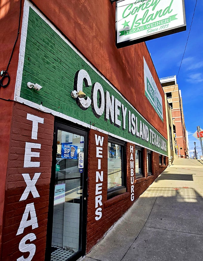 Coney Island of Scranton's bold red and green facade doesn't just stand out – it screams "We've been making Texans jealous since 1923!"