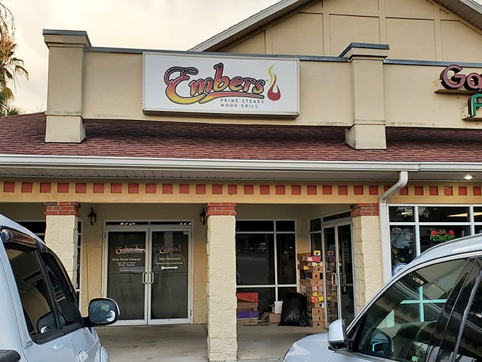 Embers' welcoming storefront promises wood-fired delights within. Sometimes the best meals hide in the most unassuming places.