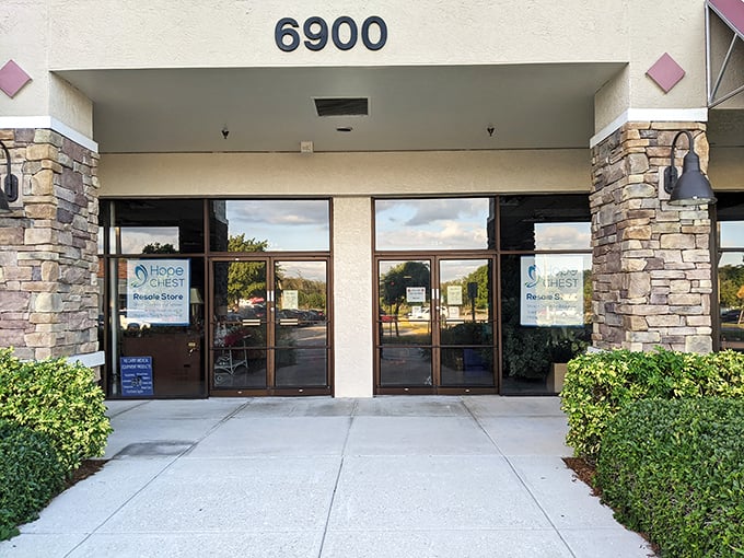 Hope Chest's stone accents and professional signage whisper "upscale finds" before you even step inside the door.