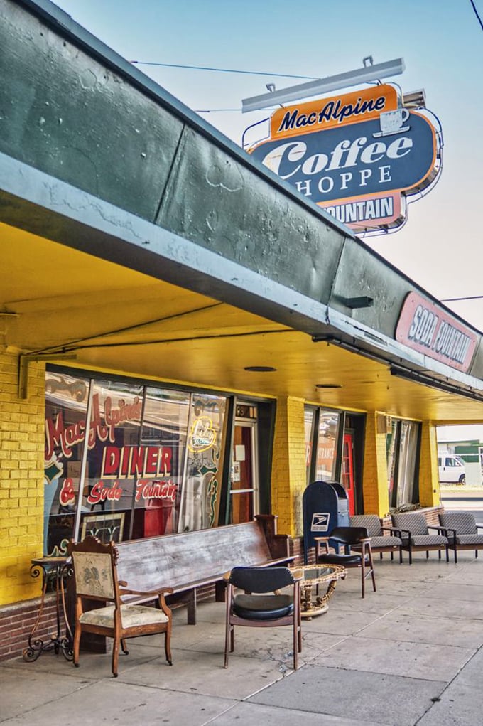 MacAlpine's sunny yellow facade isn't just a building – it's a time machine to when soda fountains were social media.