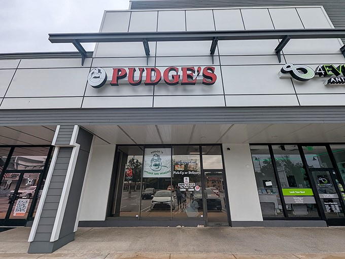 Pudge's modern storefront brings contemporary style to classic cheesesteak tradition. Clean lines outside, messy deliciousness inside.
