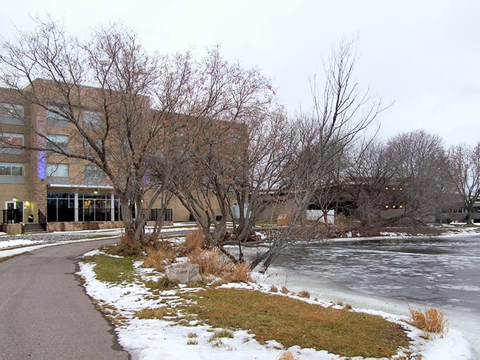 Even in winter’s hush, Alpena’s riverfront paths offer peaceful moments by the water’s edge.