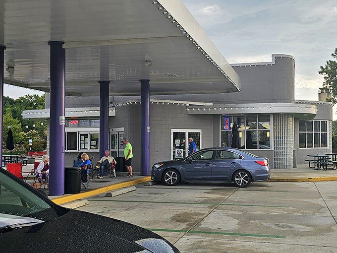 The retro curves and purple pillars at Doodle aren't just architectural choices—they're a preview of the creative flavors waiting inside.