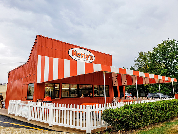 Netty's iconic orange and white striped exterior isn't just a building—it's a Toledo landmark that practically screams "happiness served here!"