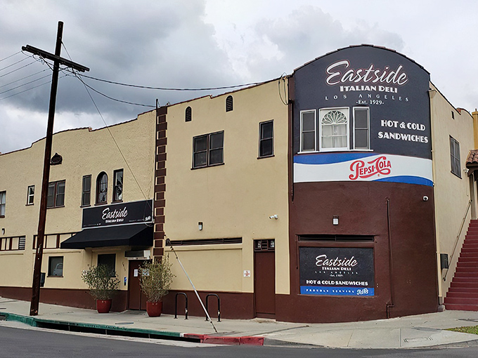 The unassuming exterior of Eastside Italian Deli stands like a time capsule in Los Angeles, promising authentic Italian treasures within those cream-colored walls.