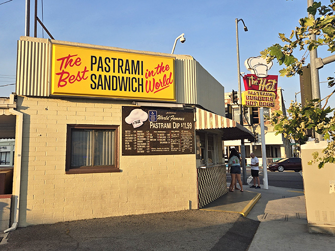 The iconic yellow sign boldly proclaims what generations of Angelenos already know—this pastrami is worth the pilgrimage to Alhambra.
