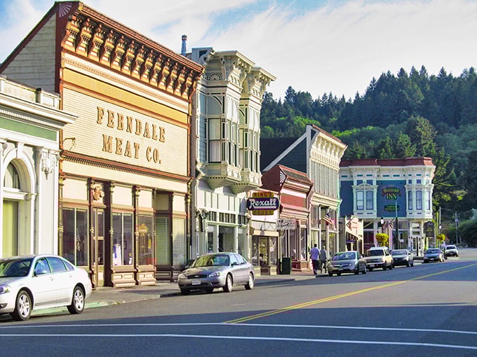 Main Street Ferndale looks like a movie set, but these Victorian storefronts are the real deal—no Hollywood magic required.