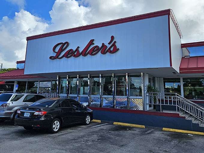 Lester's neon sign cuts through the Florida night like a beacon of hope for the hungry. Classic Americana never looked so appetizing.