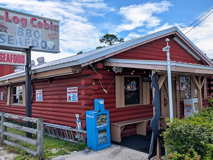 That rustic red exterior isn't just for show – it's your first hint at the smoky treasures waiting inside.