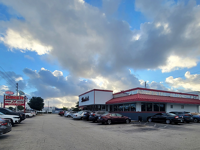 That iconic red and white exterior isn't just eye-catching—it's a beacon of hope for the hungry souls of Fort Lauderdale.