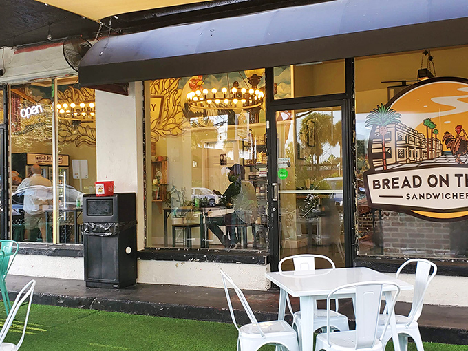 The patio at Bread On The Bay feels like Florida's answer to European café culture—artificial turf included! Connect Four tournaments optional but highly recommended.
