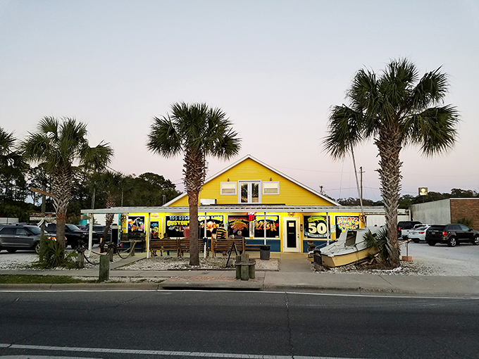 That bright yellow exterior isn't just cheerful – it's a beacon calling seafood lovers from across Florida.