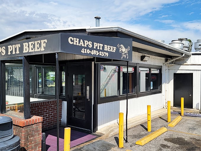 The wall of fame outside Chaps Pit Beef tells you everything you need to know—this unassuming spot has earned serious culinary street cred.