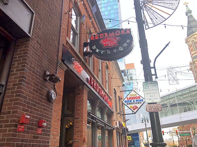 Nestled in Detroit's historic Greektown district, Redsmoke's brick façade promises smoky treasures within. The perfect urban oasis for barbecue pilgrims.