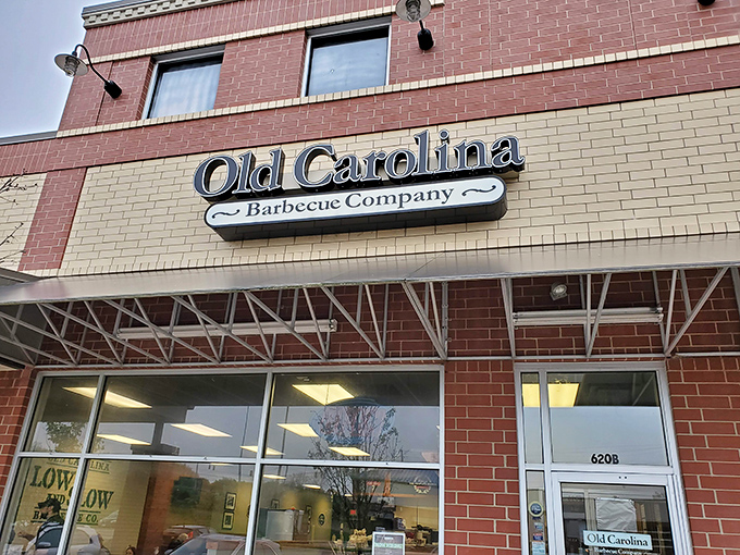 The stack of firewood outside isn't just for show—it's the first clue that Old Carolina takes its smoke seriously. BBQ authenticity starts here.