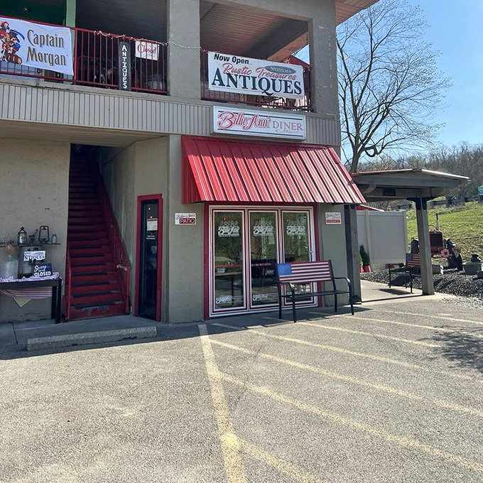 The bright red awning of Billie Ann's Diner beckons like a culinary lighthouse in Cecil, promising comfort food that's worth the journey from anywhere in Pennsylvania.