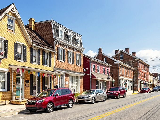 These colorful storefronts look like a box of crayons came to life and decided to open businesses.