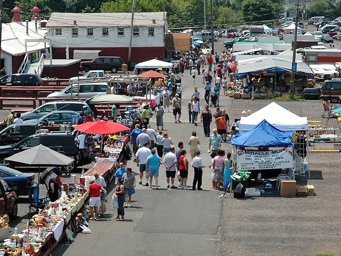 The treasure hunter's paradise stretches before you – rows of vendors, colorful canopies, and the promise of undiscovered gems waiting around every corner.