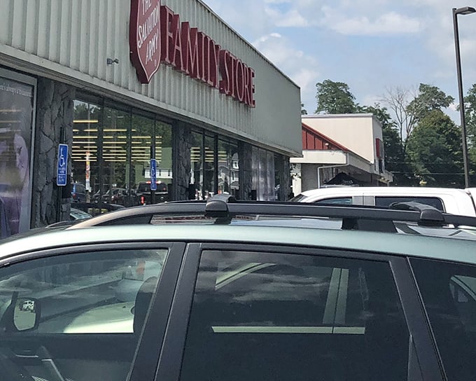 The unassuming exterior hides a treasure trove within. Like a poker player with a royal flush, this thrift store keeps its best cards hidden inside.