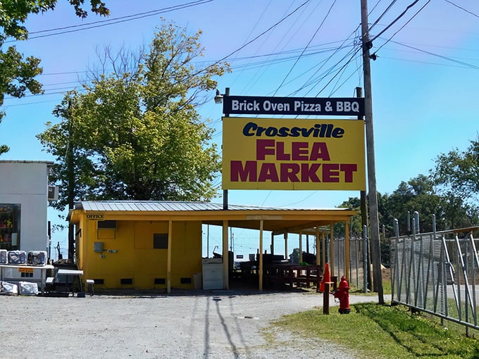 That yellow sign isn't just advertising – it's promising adventure, one vintage treasure at a time.