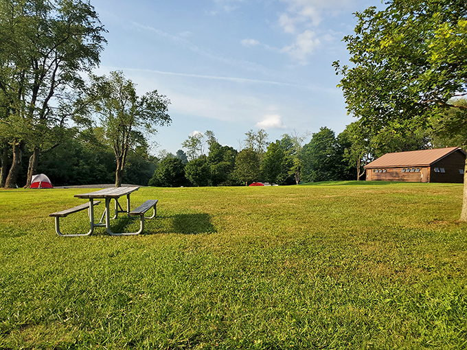 Nature's perfect canvas unfolds at Blue Knob State Park, where rolling meadows meet forest-covered mountains under Pennsylvania's endless sky.