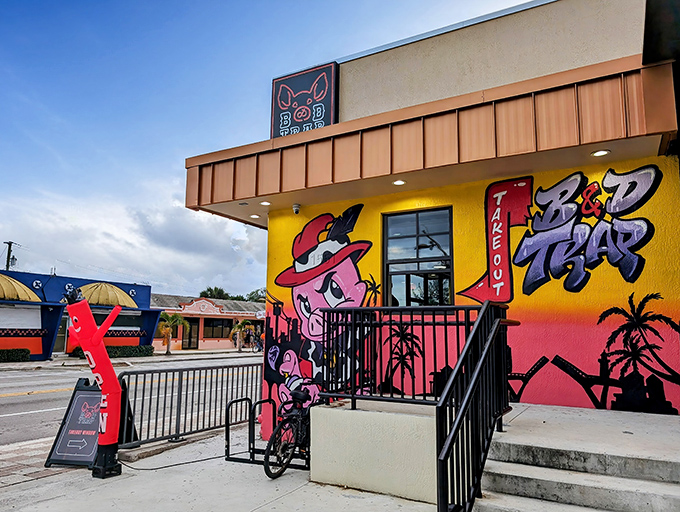 That vibrant exterior mural isn't just decoration – it's a delicious promise painted in living color.