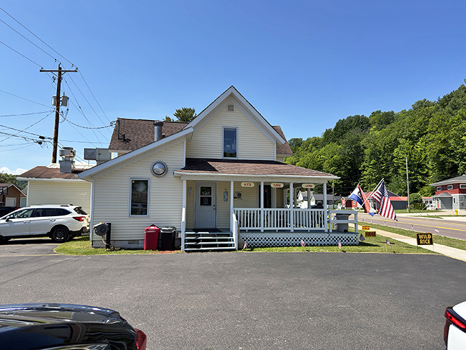 Muldoons stands proud in Munising with its classic exterior, where an American flag waves at the side, welcoming hungry travelers with promises of pasty perfection and homemade fudge in Michigan’s Upper Peninsula.
