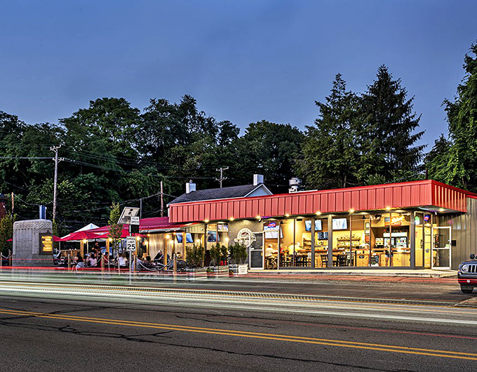 The red-trimmed exterior glows like a beacon of barbecue hope along Verona's main drag. Smoky paradise awaits inside.