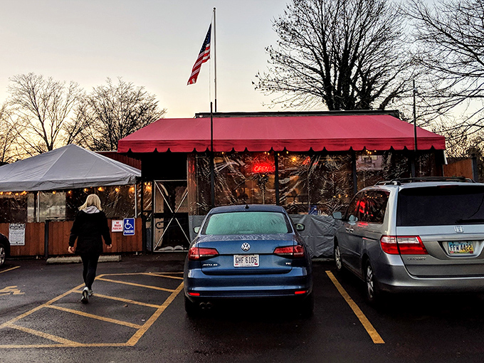 The iconic red awning of DK Diner beckons hungry travelers like a breakfast lighthouse guiding ships to shore. Simple, unpretentious, and promising delicious rewards within.