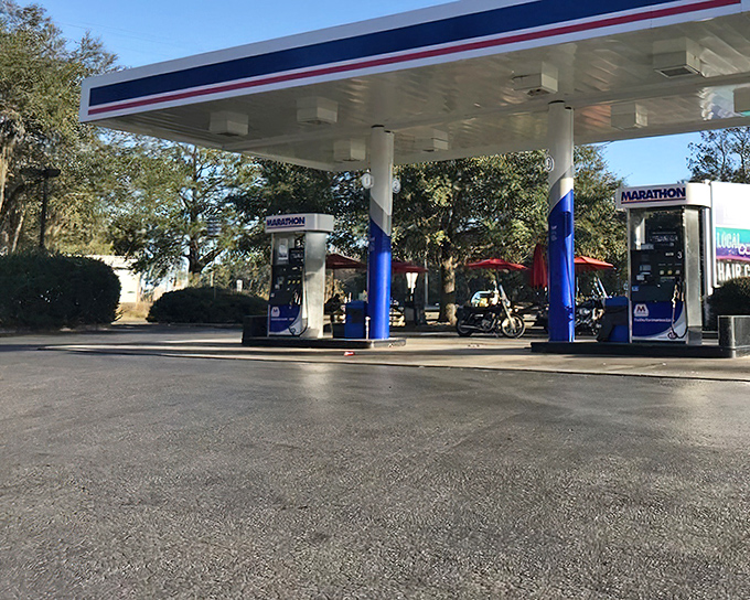 Don't judge a book by its cover—or a barbecue joint by its gas pumps. This unassuming Marathon station hides smoky treasures that'll make your taste buds do a happy dance.